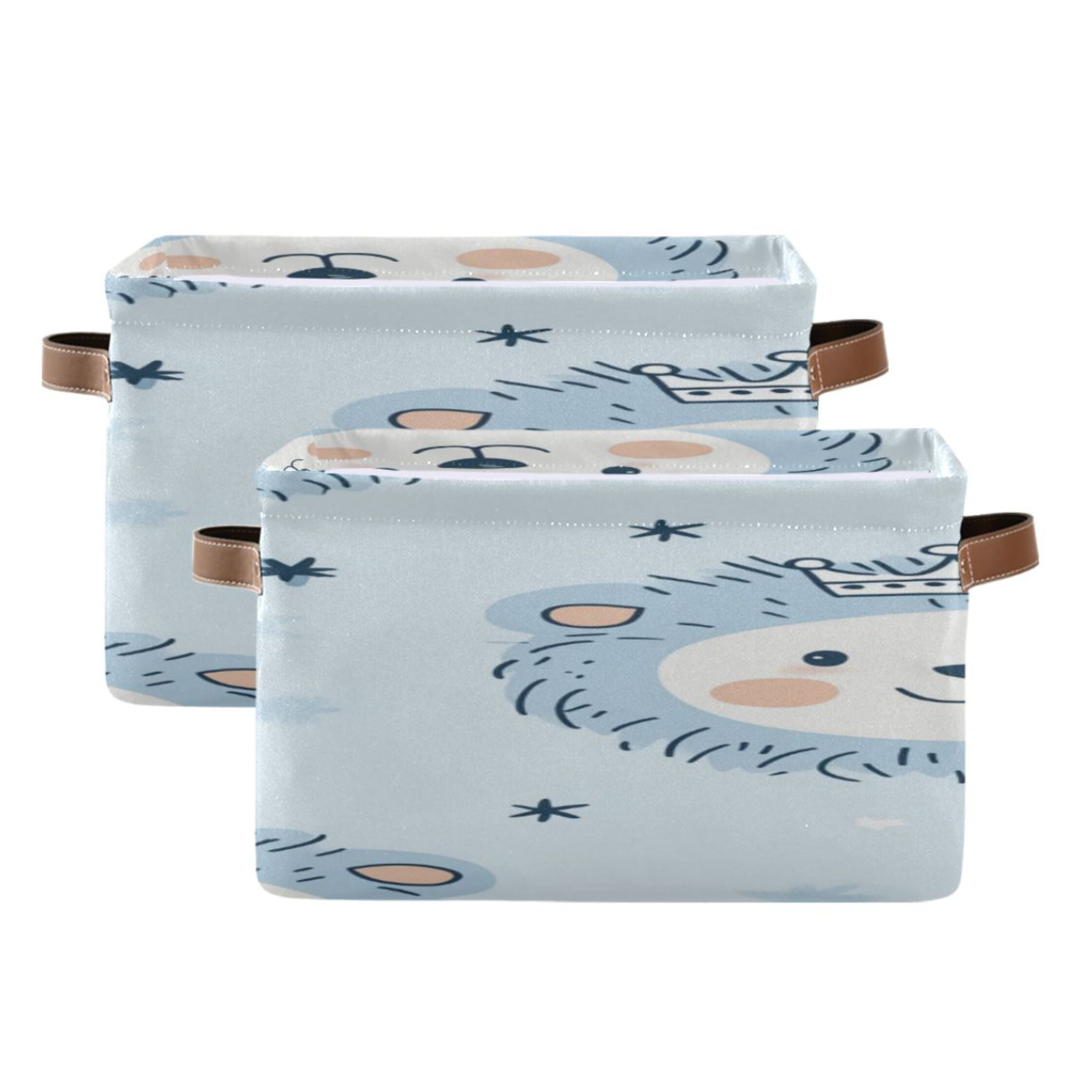 Lions with Crowns on Heads Cute Square Storage Bins with Handles ...
