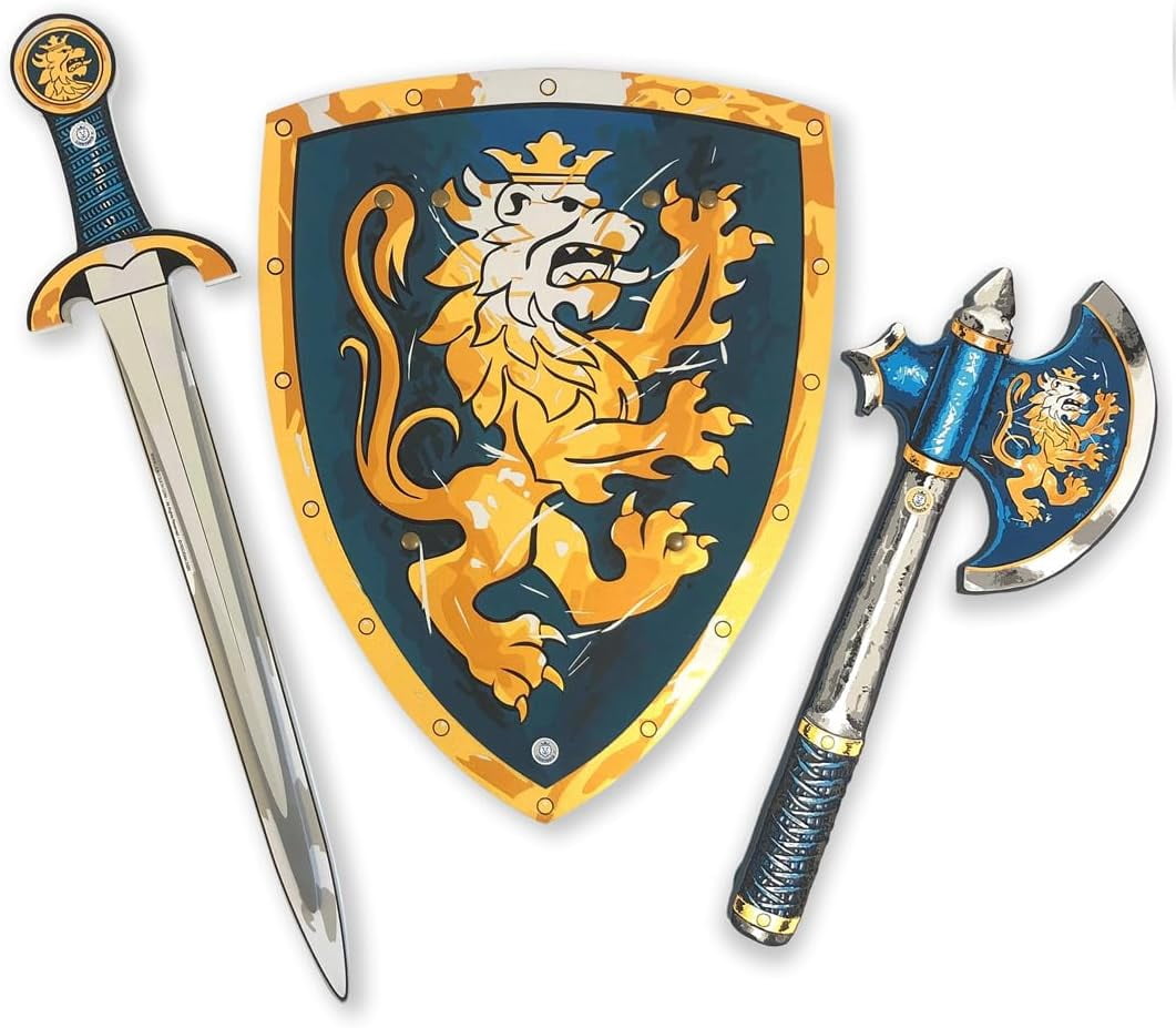 Liontouch - Noble Knight Foam Sword, Shield & Axe, Blue | Playfighting ...