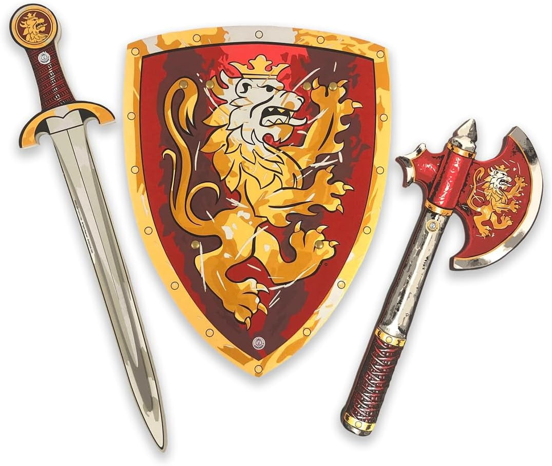Liontouch - Noble Knight Foam Sword, Shield & Axe, Red | Playfighting ...