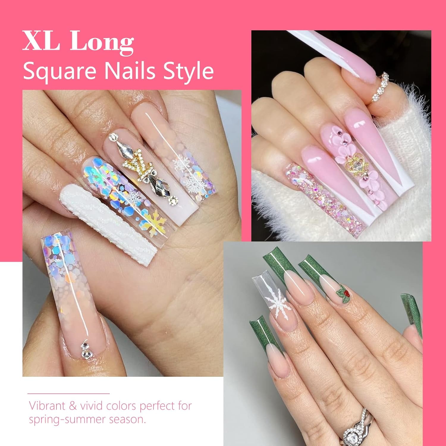 Lionvison Square Nail Tips NO C Curve, XL Clear Nail Tips for Acrylic ...