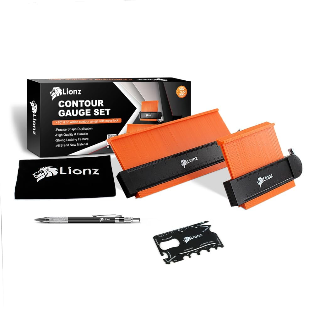Lionz Contour Gauge with Lock, Mechanical pencil, and multifunction Tool 5+10 Inch, Super Gauge ...