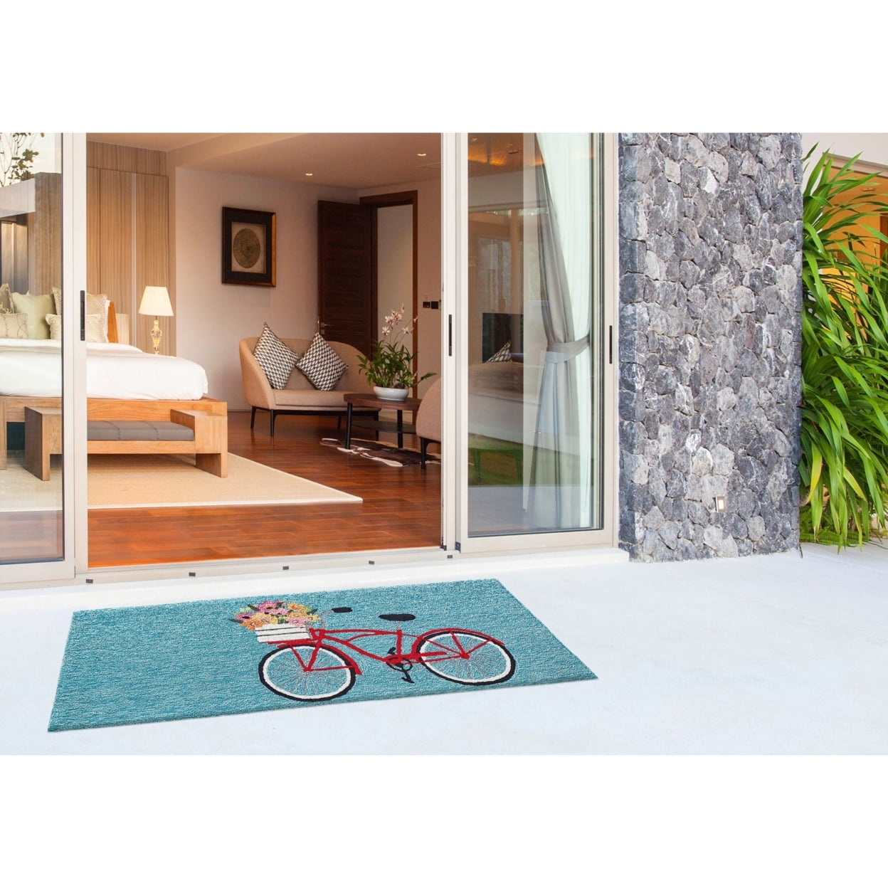 Liora Manne Bike Ride Indoor Outdoor Area Rug Blue 80% Polyester 20% ...