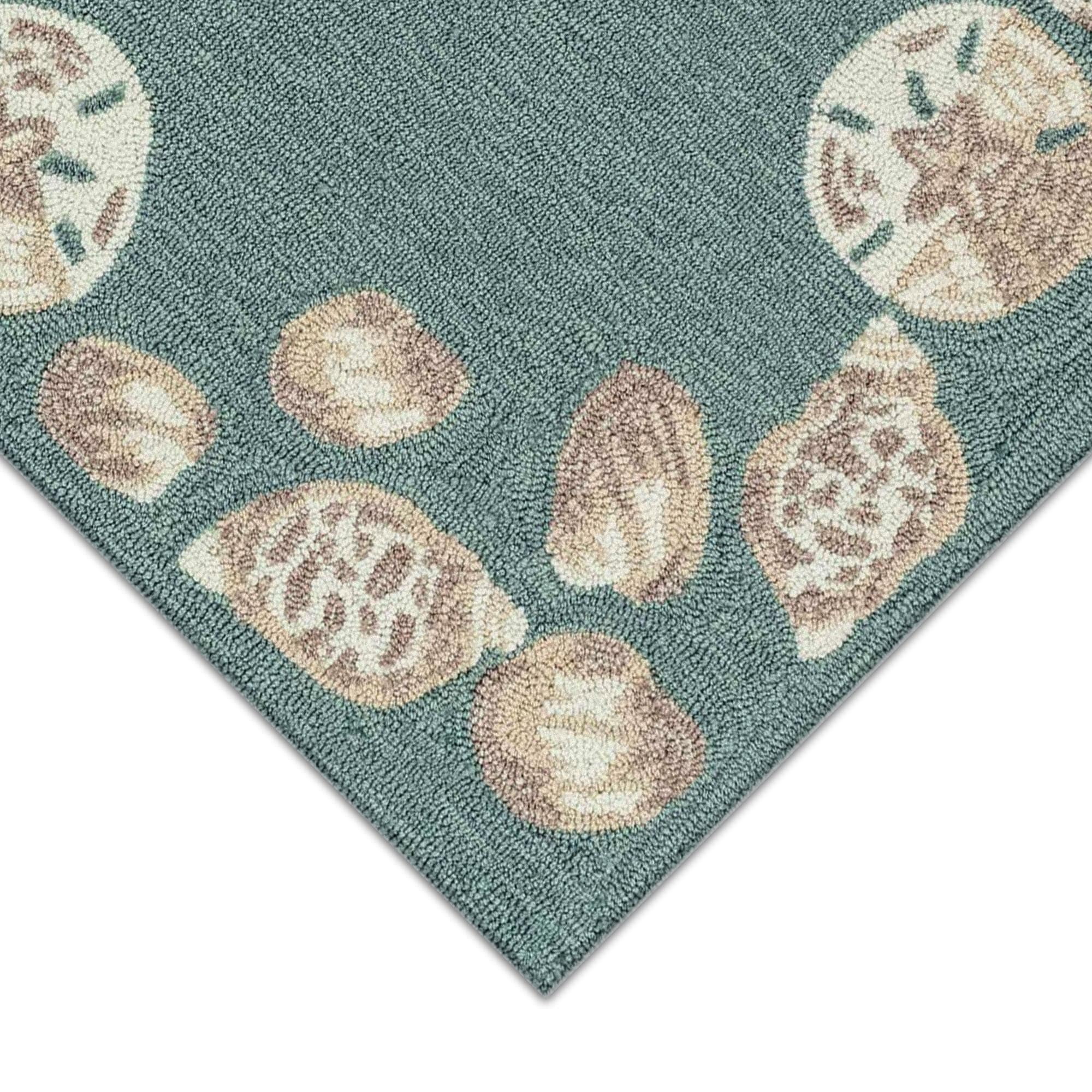 Liora Manne Capri Area Rug Aqua Seashell Border Indoor Outdoor Weather ...
