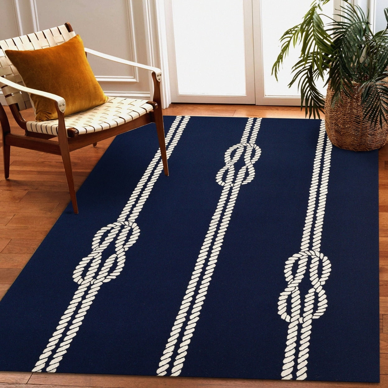 Liora Manne Capri Ropes Indoor Outdoor Rug Navy Weather Resistant High ...