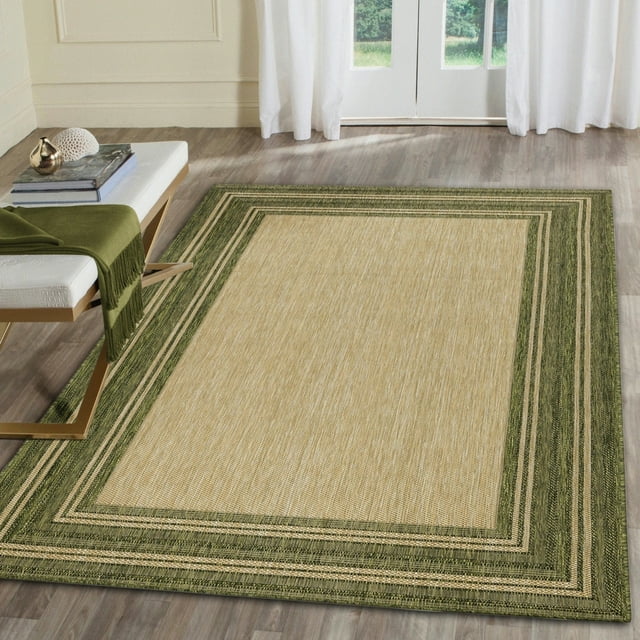 Liora Manne Carmel Multi Border Area Rug Green Indoor Outdoor 100% ...