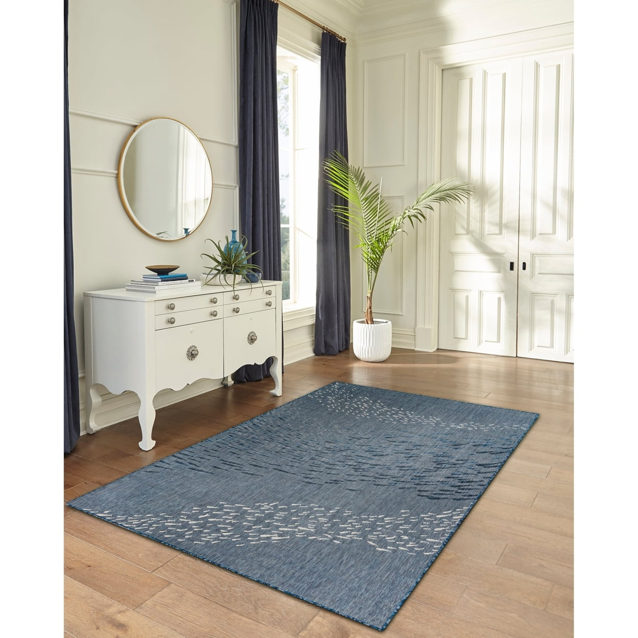 Liora Manne Carmel School Of Fish Indoor/Outdoor Area Rug Navy 1'11"x7 ...