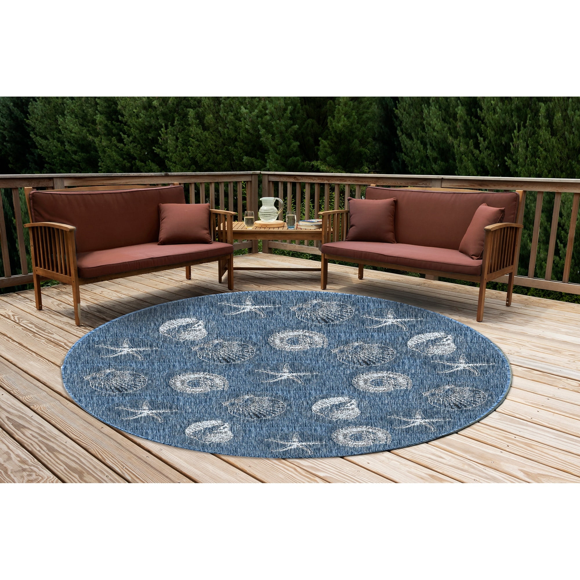Liora Manne Carmel Shells Area Rug Navy Blue Indoor Outdoor 100% ...