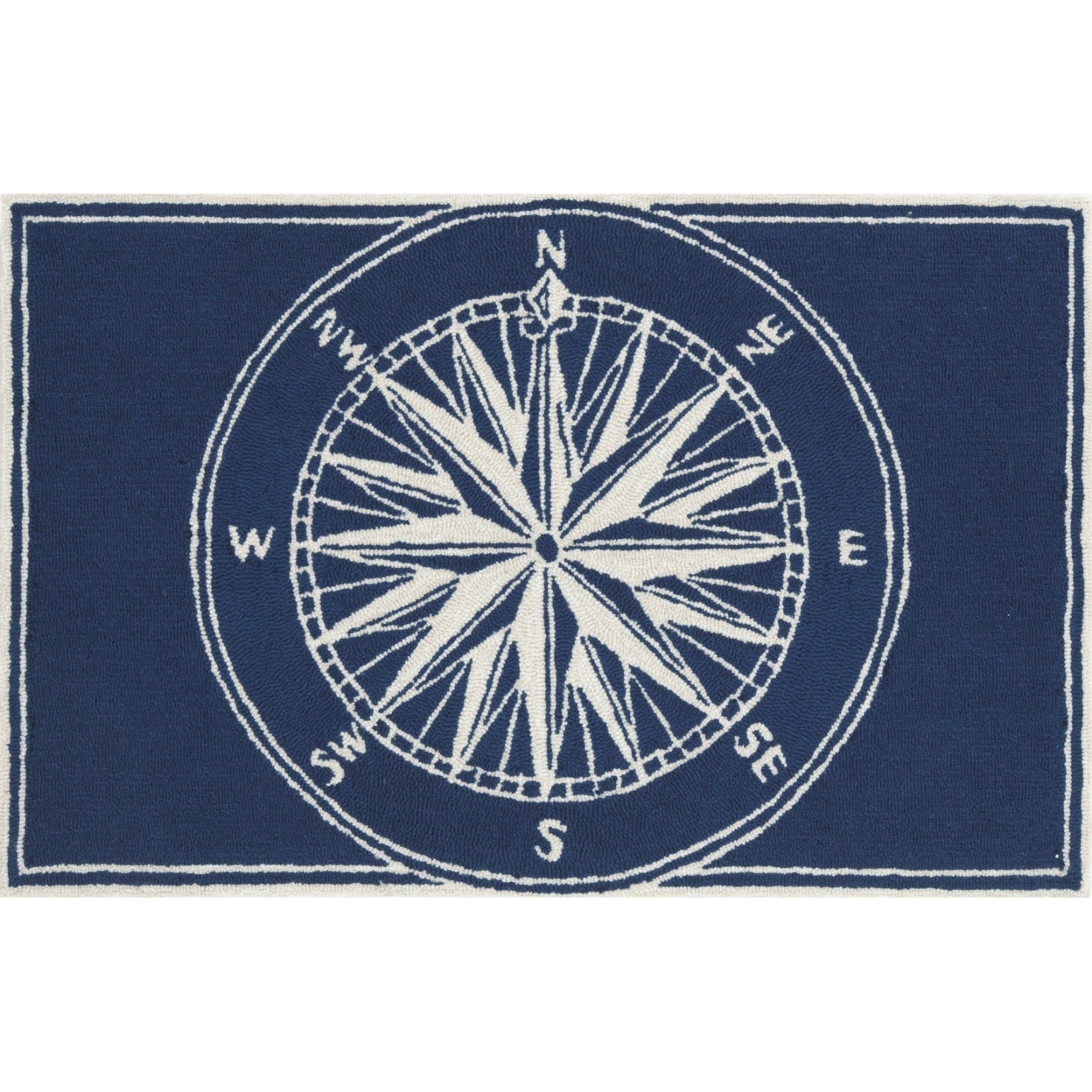Liora Manne Compass Indoor Outdoor Area Rug Navy Hand Tufted 80% ...