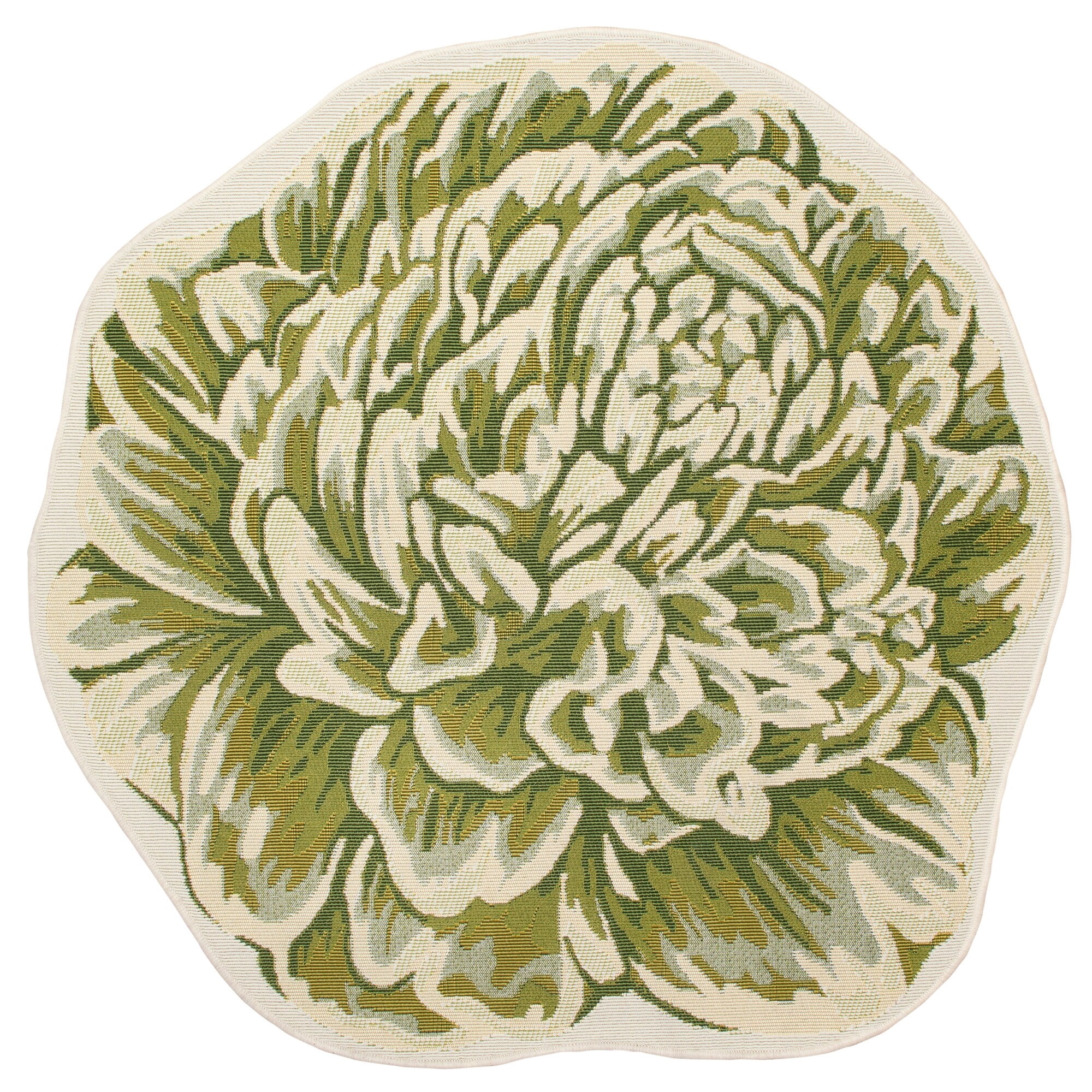 Liora Manne Esencia Peony Indoor/Outdoor Mat Green 3'3"x3'3" 2'5" x 1'7 ...