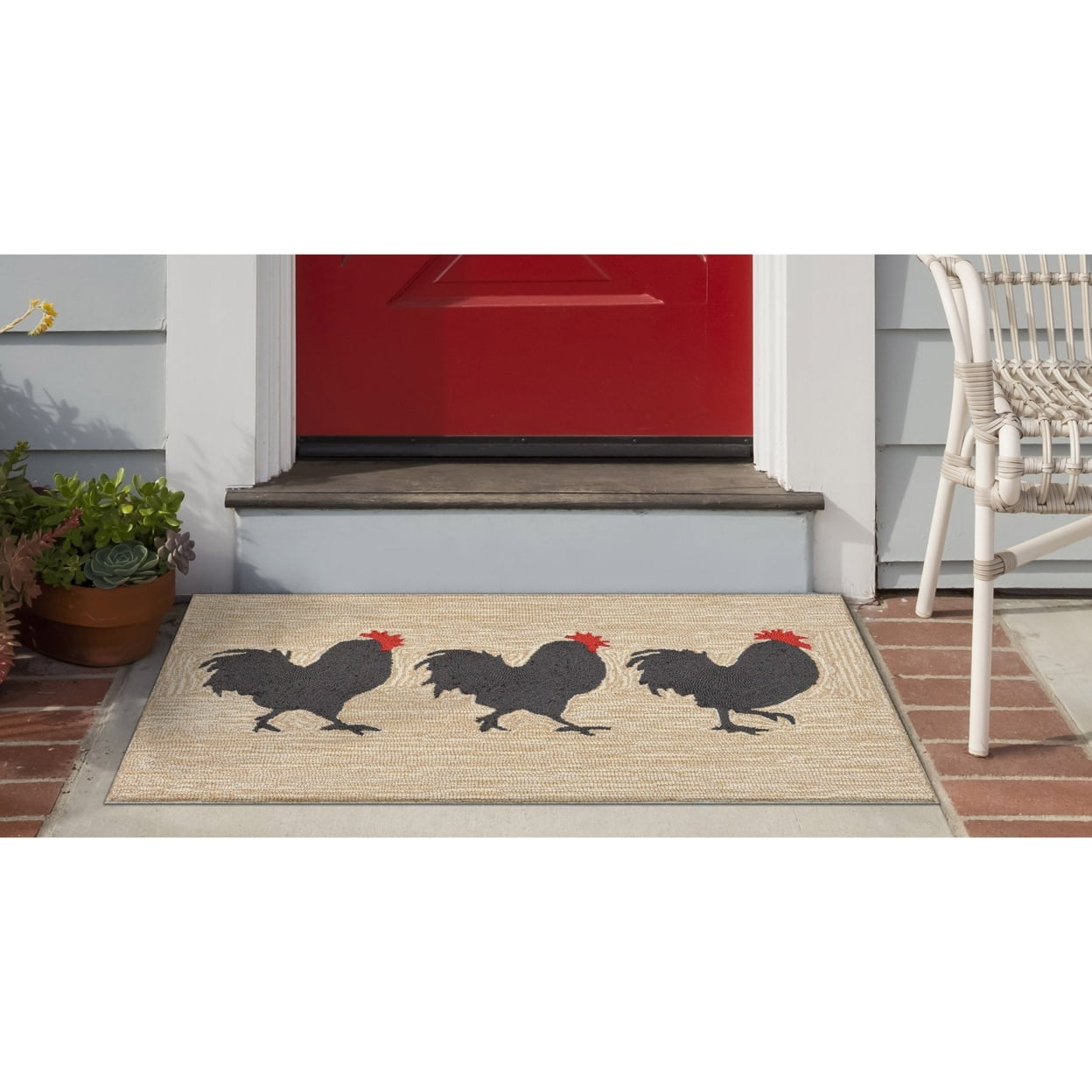 Liora Manne Frontporch Roosters Indoor Outdoor Area Rug Neutral ...