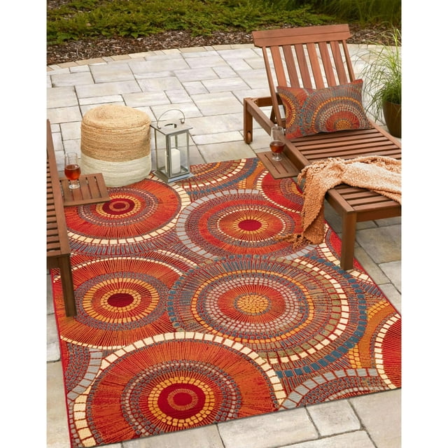 Liora Manne Marina Circles Indoor Outdoor Area Rug Saffron - Walmart.com