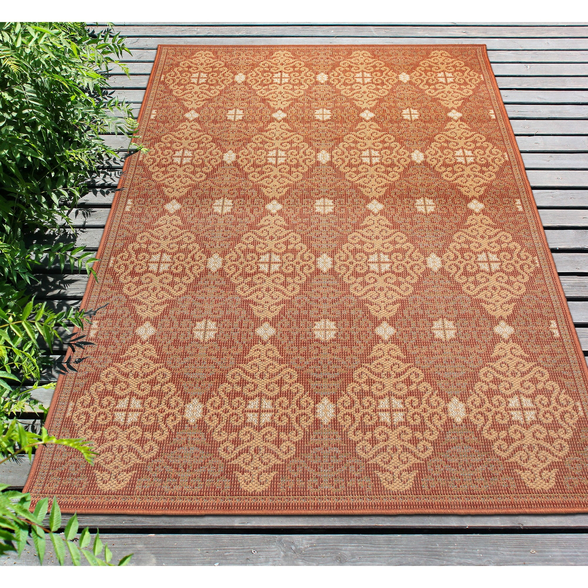 Liora Manne Patio Area Rug Red 100% Polypropylene Indoor Outdoor 5x8 ...