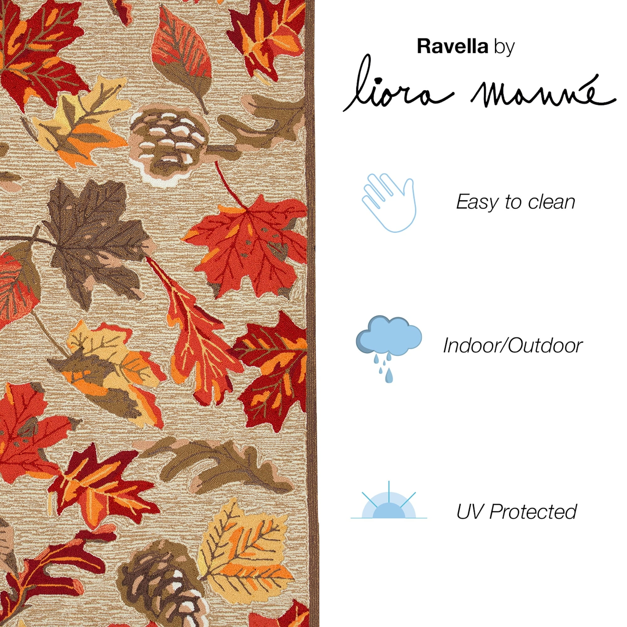 Liora Manne Ravella Area Rug Indoor Outdoor Natural Falling Leaves 70% Polypropylene - Walmart.com