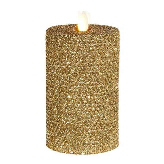 Raz Imports 3.25"X6" Moving Flame Gold Glittered Honeycomb Pillar ...