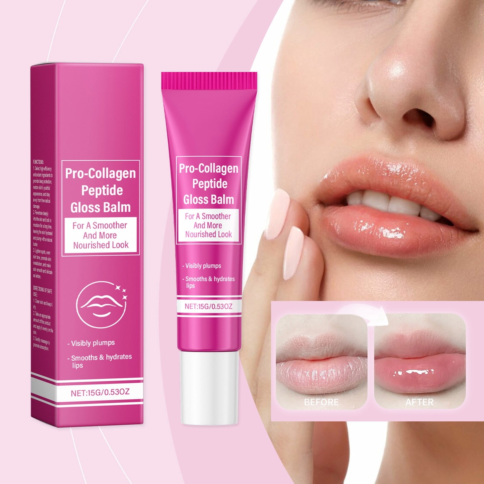 Lip Balm For Women Pro-Collagen Peptide Gloss Balm, Plumps, Hydrates ...