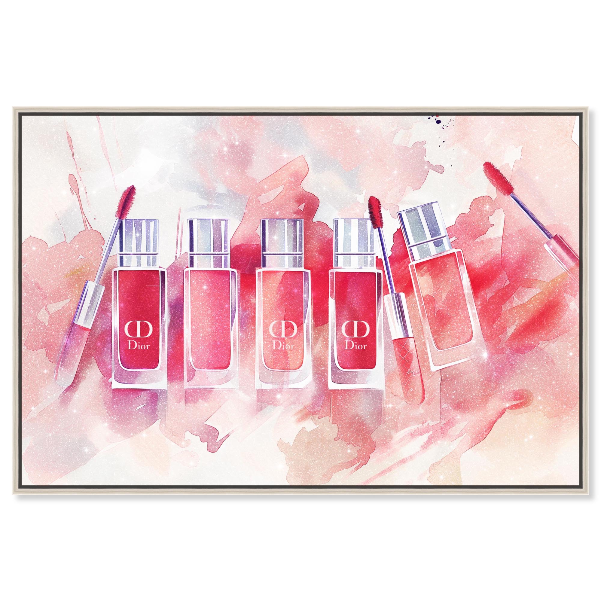 Lip Gloss Splash Canvas Fashion Illustration by Art Remedy, Silver ...