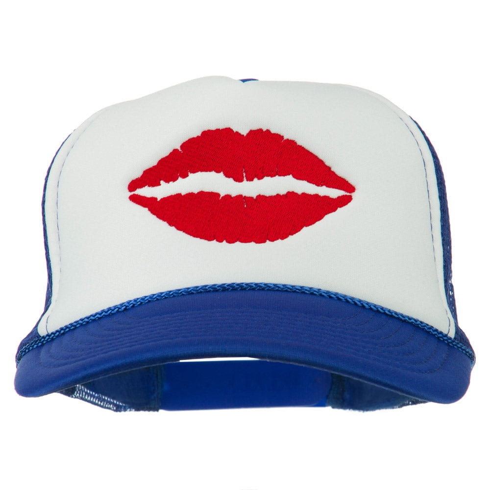 Lip Kiss Embroidered Foam Mesh Back Cap - Royal White OSFM - Walmart.com