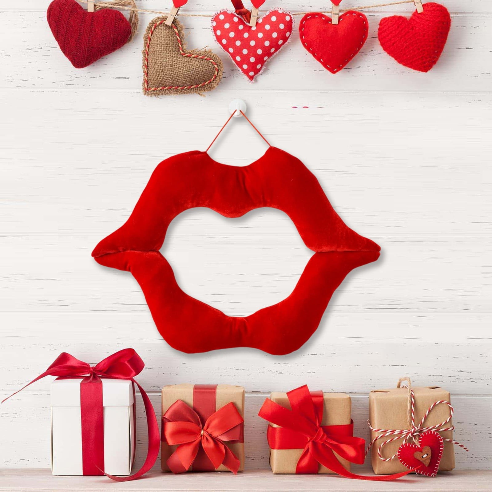 Lip Kiss Me Wreath r Red Lip Hanging Decoration for Wedding Anniversary ...