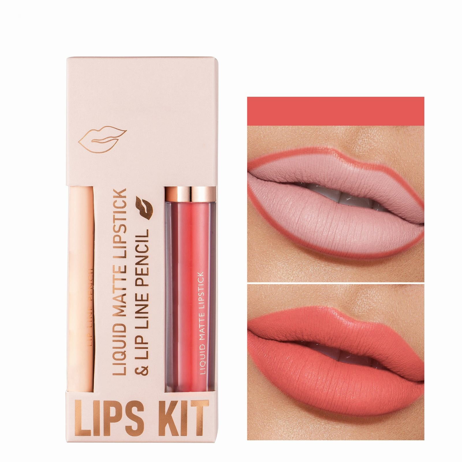 Lip Liner And Liquid Lipstick Set 12 Colors Crayon Longwear Lip Pencil ...