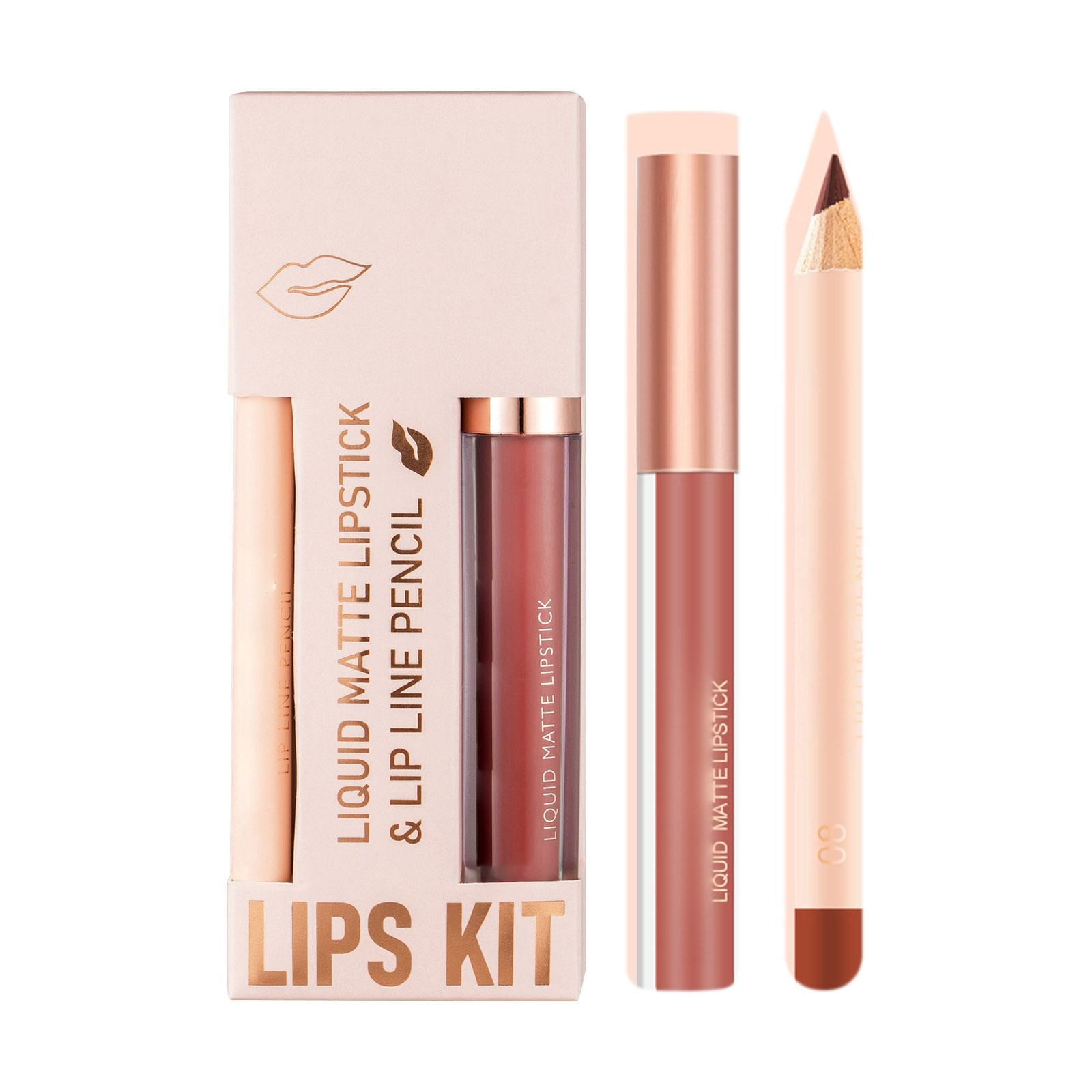 Lip Liner And Liquid Lipstick Set 12 Colors Crayon Longwear Lip Pencil ...