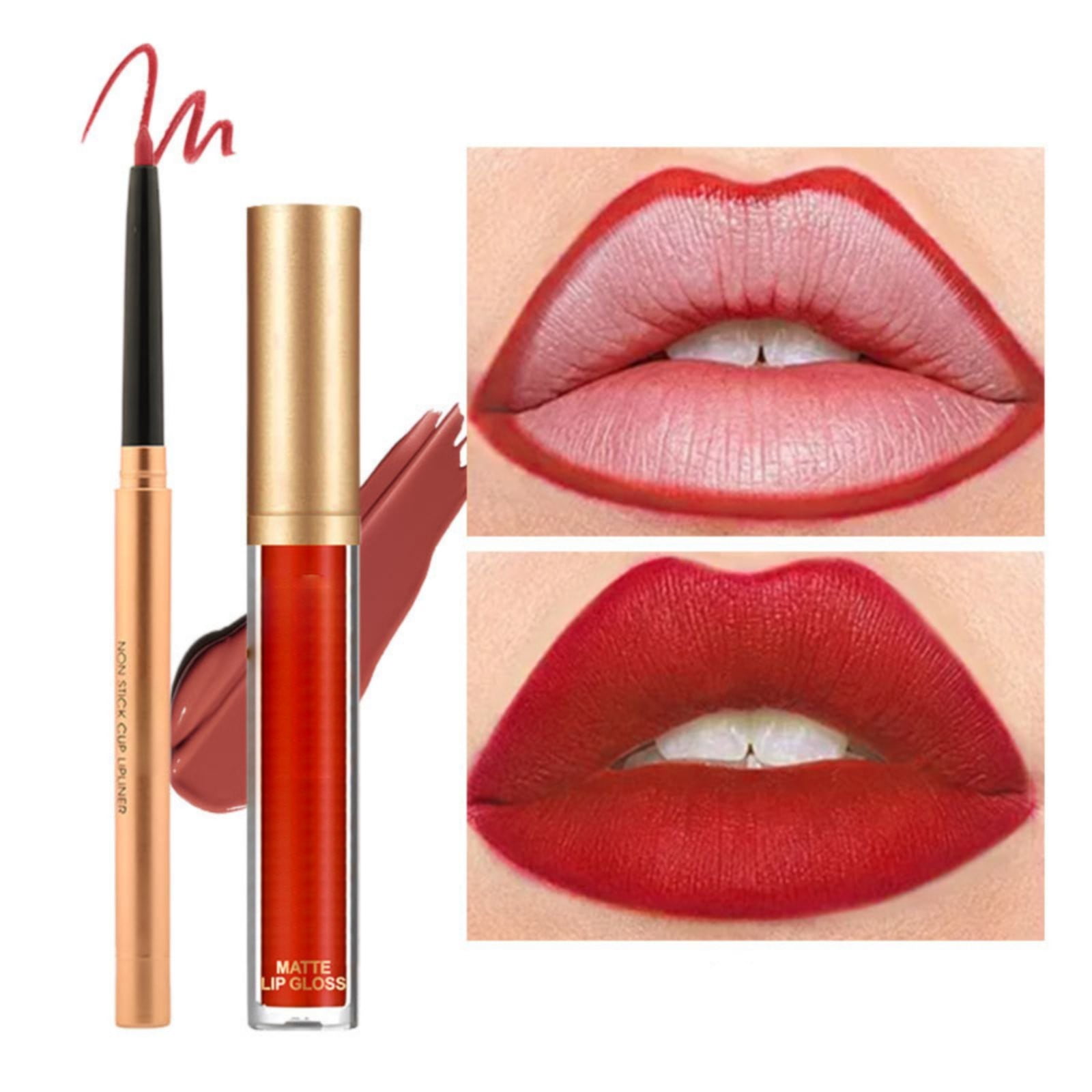 Lip Liner And Liquid Lipstick Set 6 Colors Crayon Longwear Lip Pencil ...