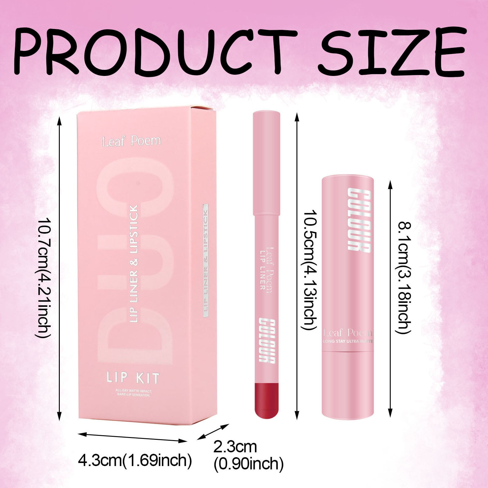 Lip Liner With Lipstick,2-In-1waterproof Lip Liner & Lipstick Combo Set ...