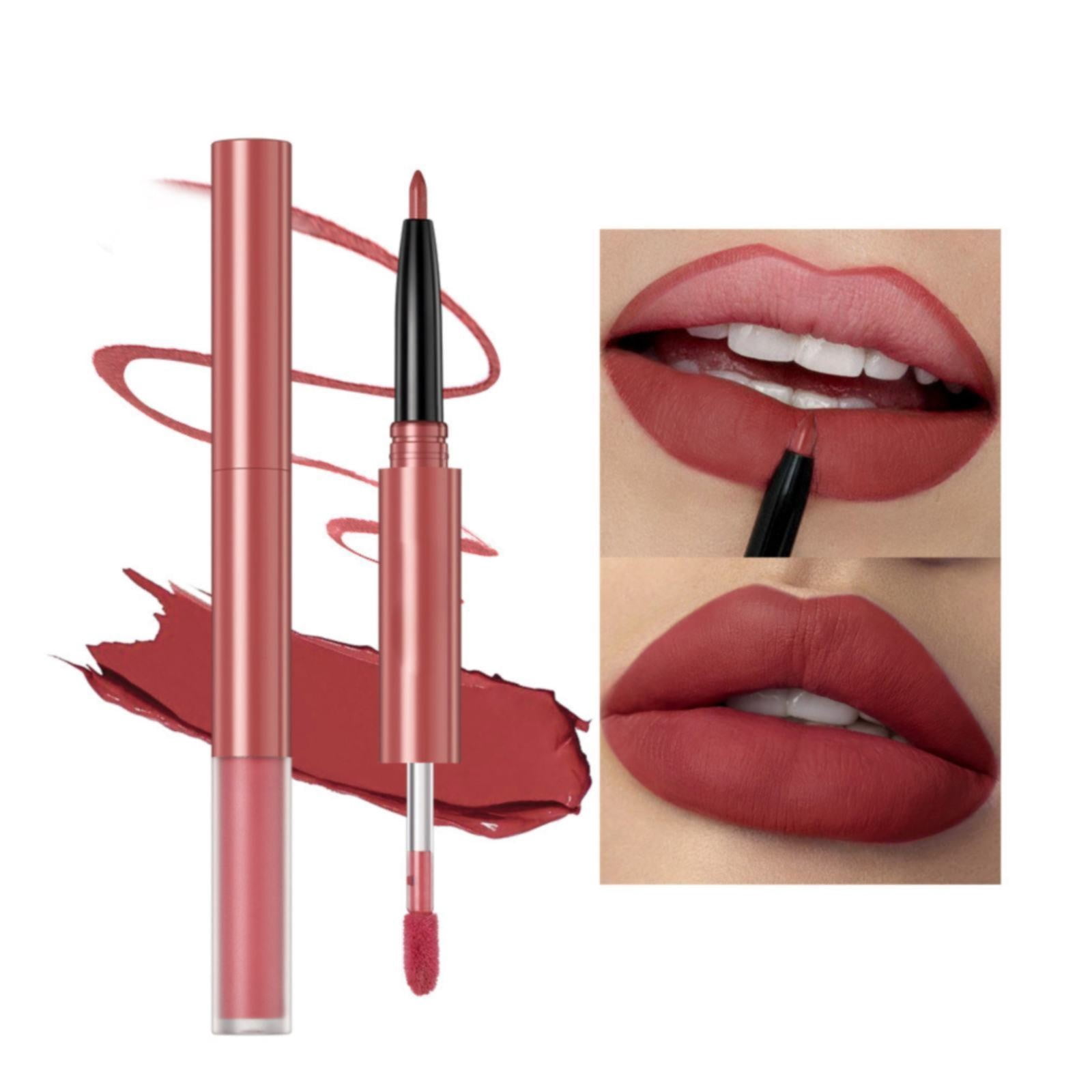 Lip Liner & Lipstick Kit 2 In 1 Velvety Lip Gloss Lip Crayon Lipstick ...