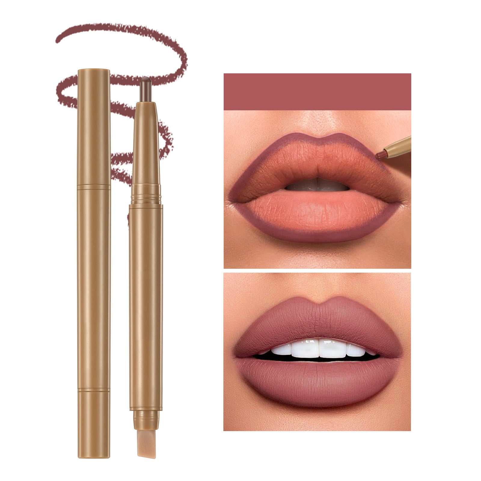 Lip Liner And Lipstick Set Double Head Automatic Rotation Moisturizing ...