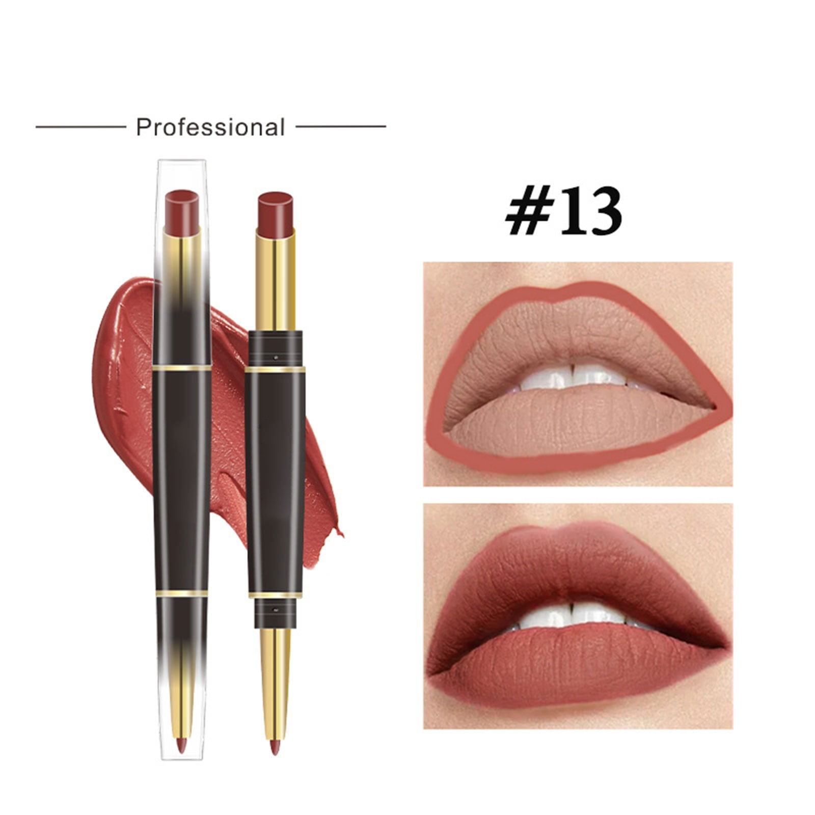 Lip Liner, Waterproof Lipstick Pencil, Double-Ended Rotating Lipstick ...