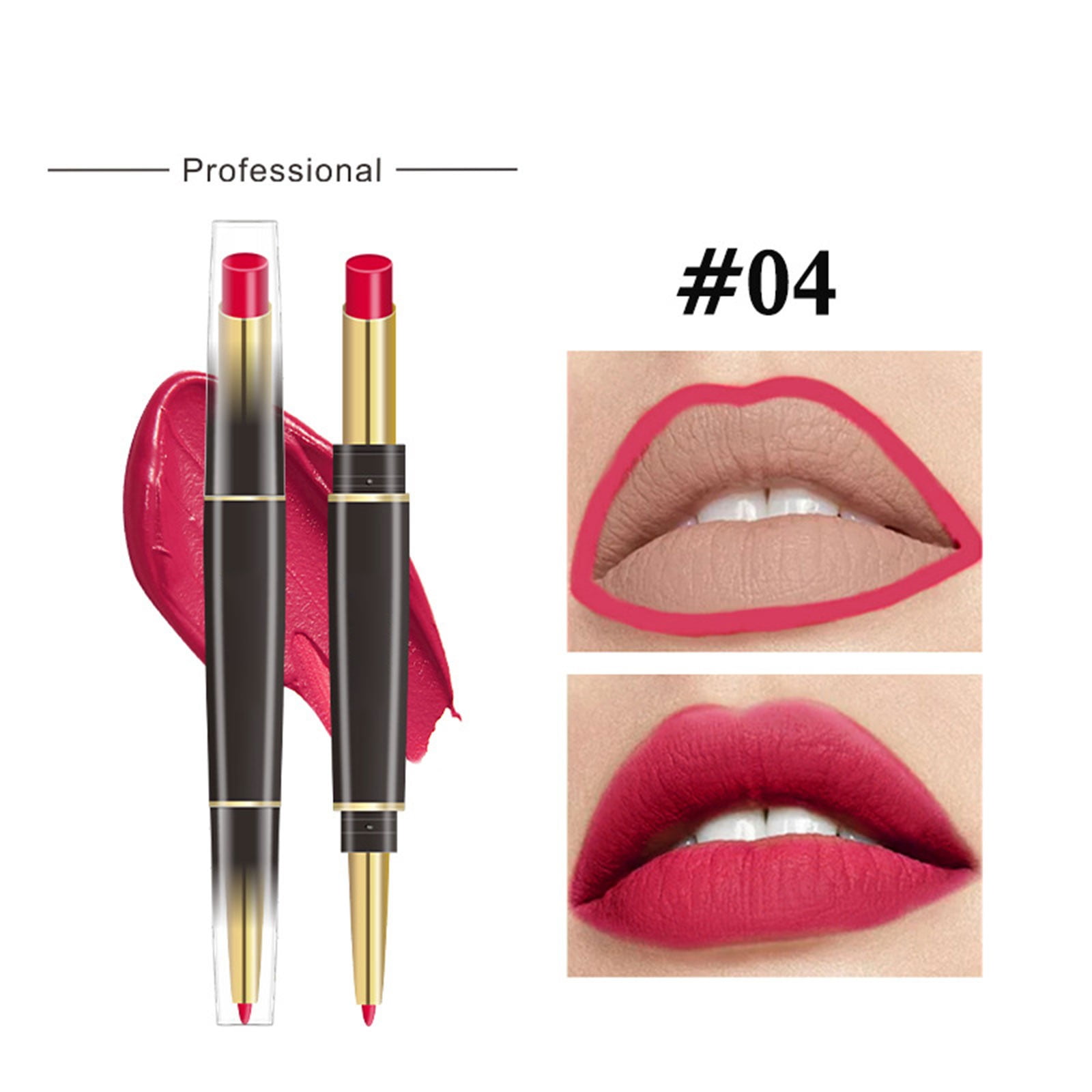 Lip Liner, Waterproof Lipstick Pencil, Double-Ended Rotating Lipstick ...