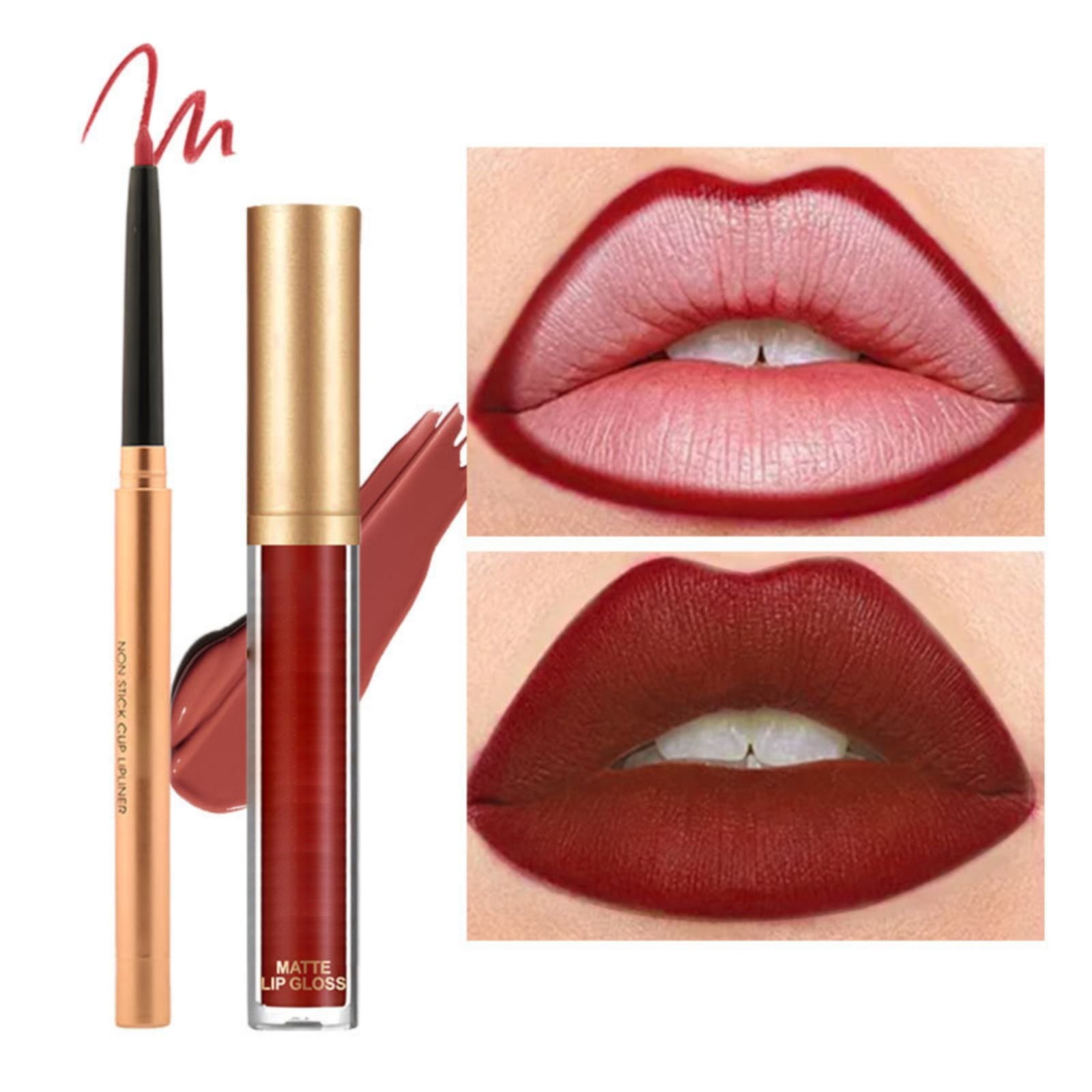 Lip Liners Lip Liner and Liquid Lipstick Set 6 Colors Crayon Longwear ...