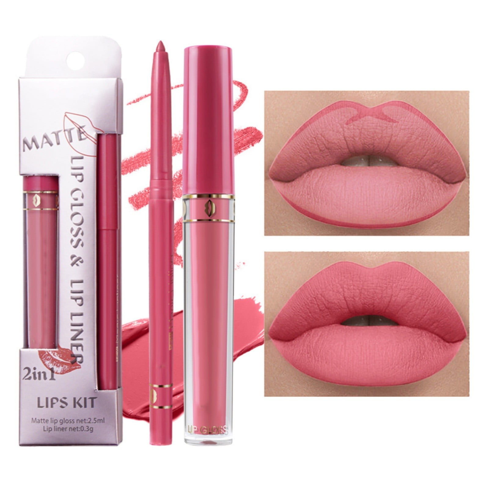 Lip Liners Two in One Lipliner Lip Color Suit Non Stick Cup Lip Glaze ...