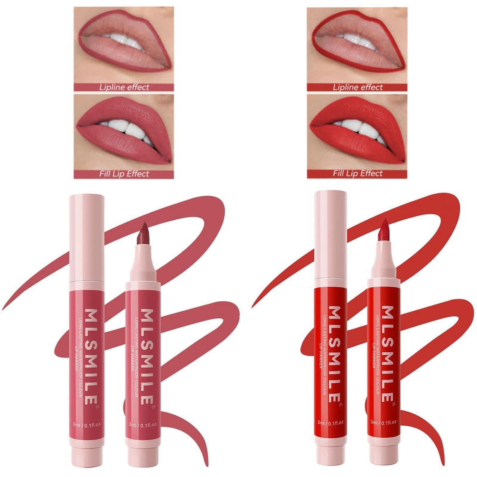 Lip Marker, Velvet Matte Lip Stain, Hydrating and Waterproof Formula, 2 ...