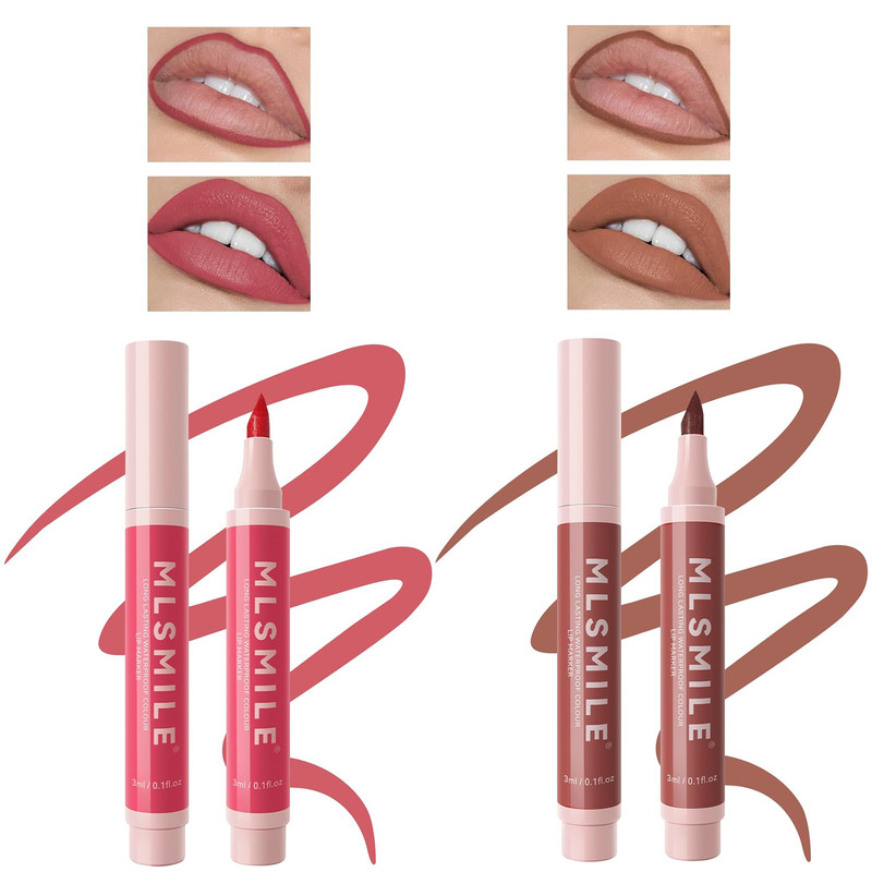 Lip Marker, Velvet Matte Lip Stain, Hydrating and Waterproof Formula, 2 ...