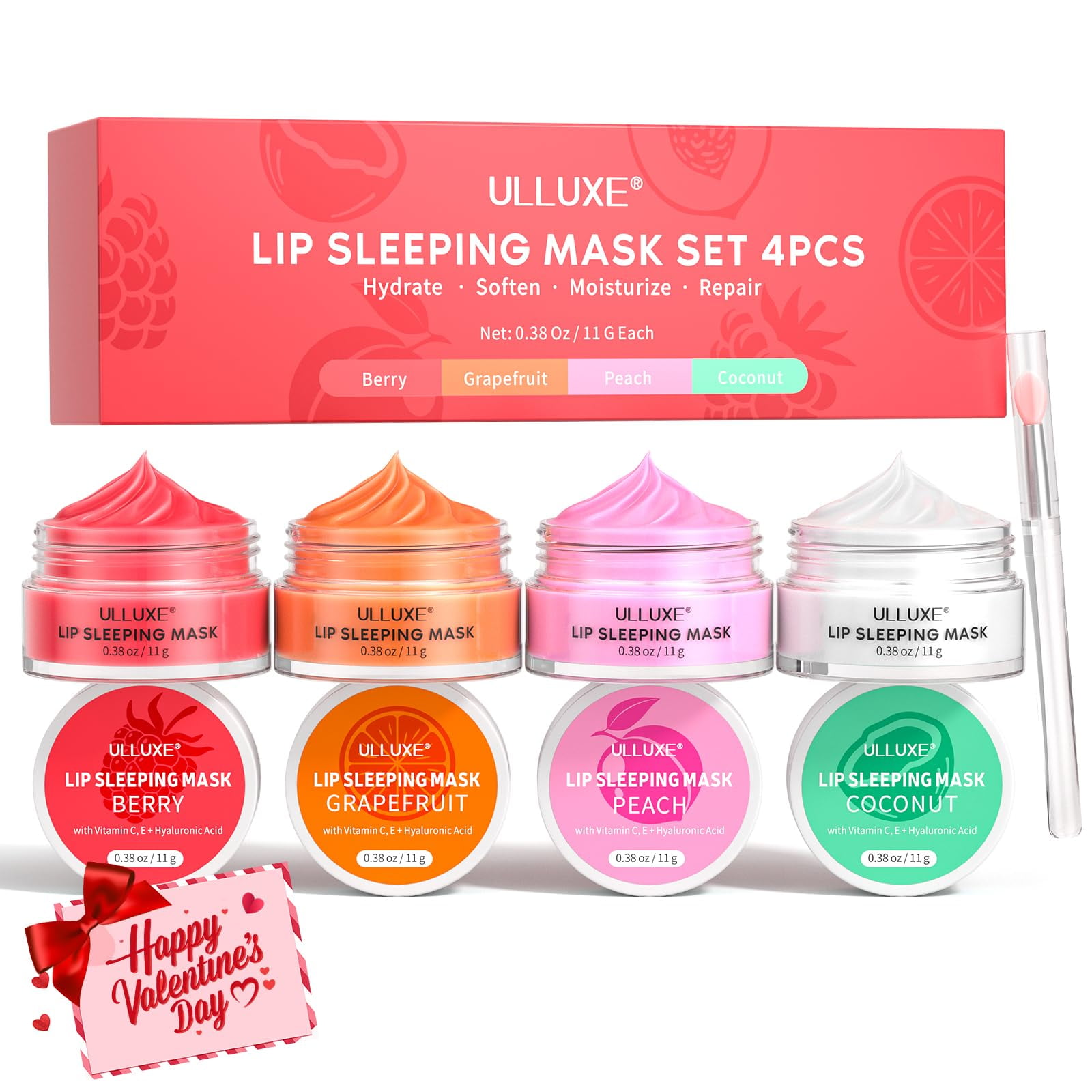 Lip Mask Set 4 Piece, Valentine's Day Gift Her, Overnight Lip Care with ...