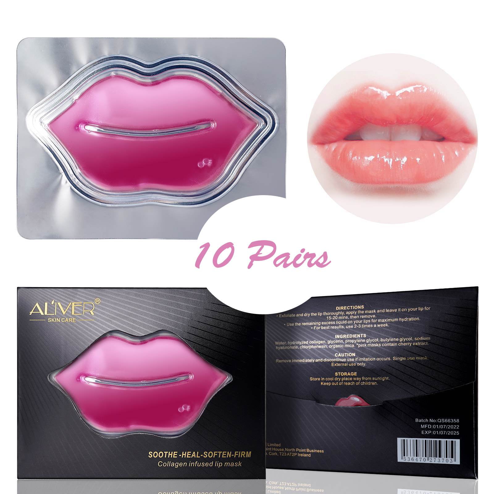 Lip Mask by Aliver 10P,Pink Lip Patches for Lip Spa Daily to Reduce Lip ...