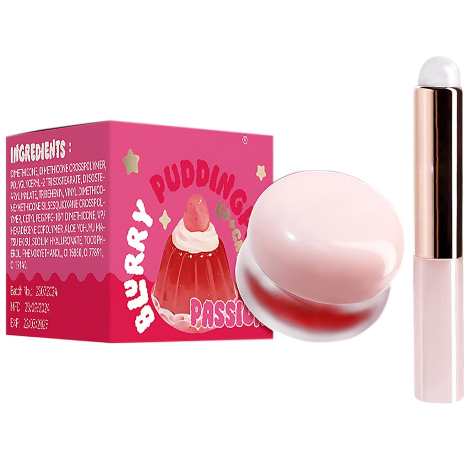 Lip Pudding Pot, Lip & Cheek Blurry Pudding Pot with Silicone Lip Brush ...