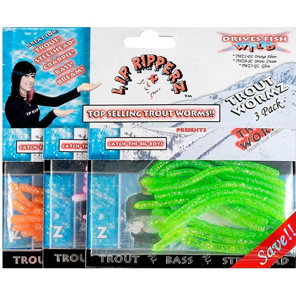 Lip RipperZ 3 Trout WormZ Variety Pack - Lifelike Action Lures ...
