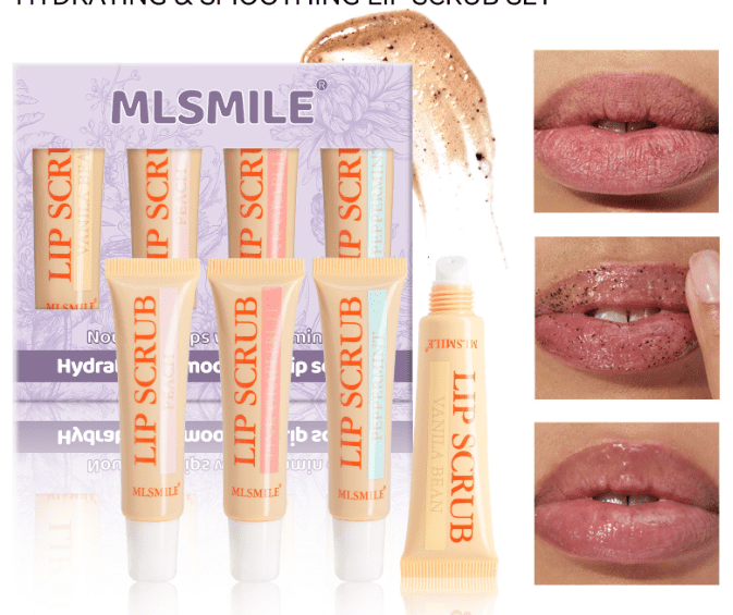 Lip Scrub Set Exfoliates Dead Skin Lip Lines Lip Balm 4 Pieces ...