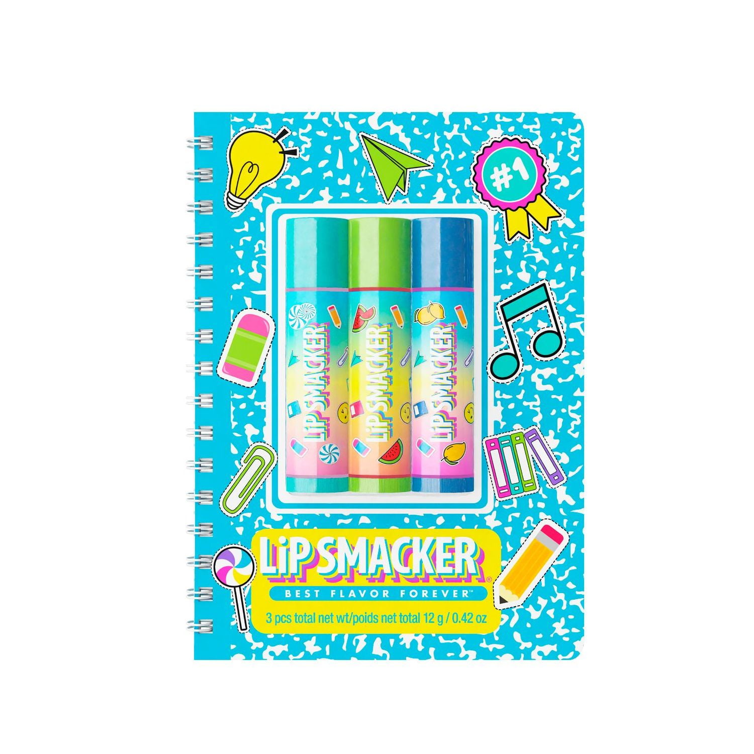 Lip Smacker Spiral Notebook Lip Balm Trio - Blue - Walmart.com