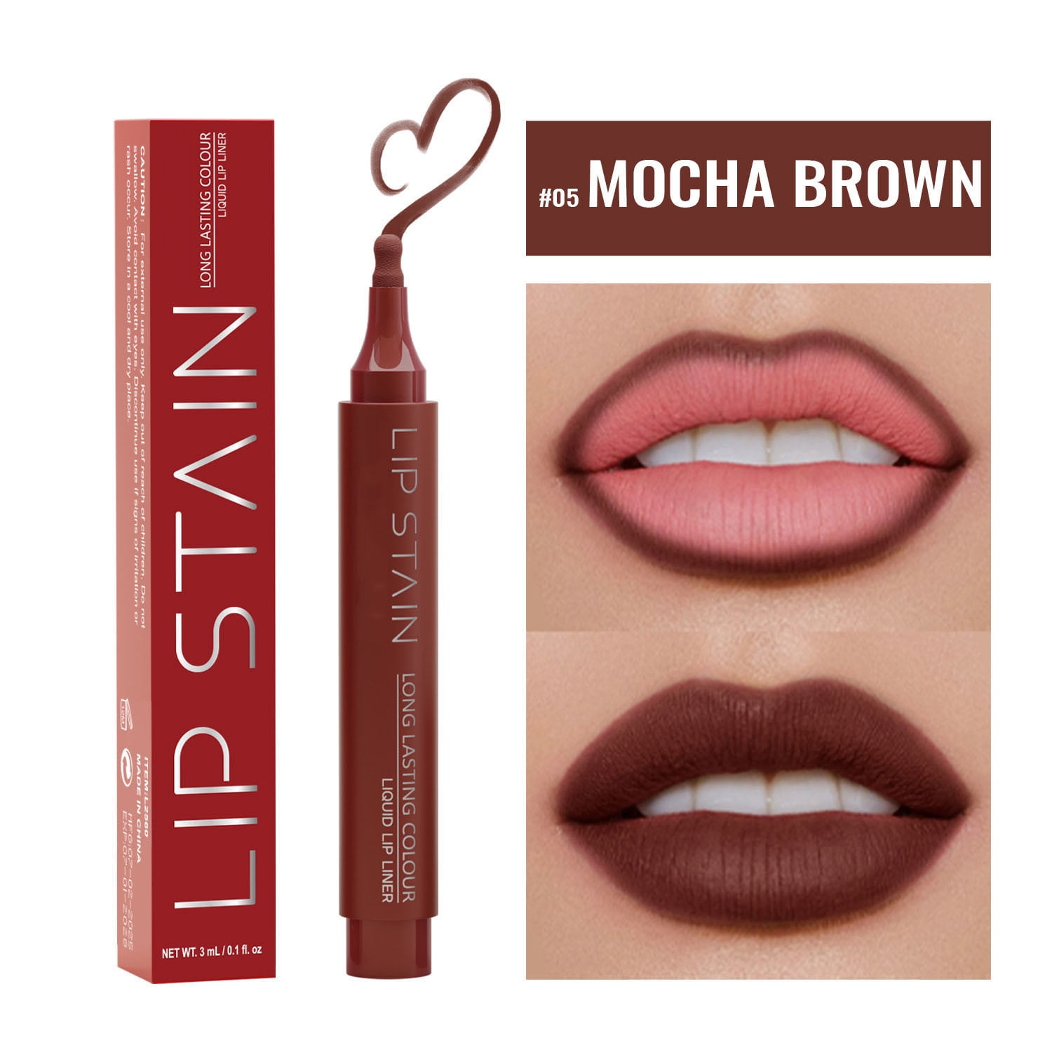 Lip Stain, Lip Liner, Matte Liquid Lipstick Pen 2-In-1 Long-Lasting ...