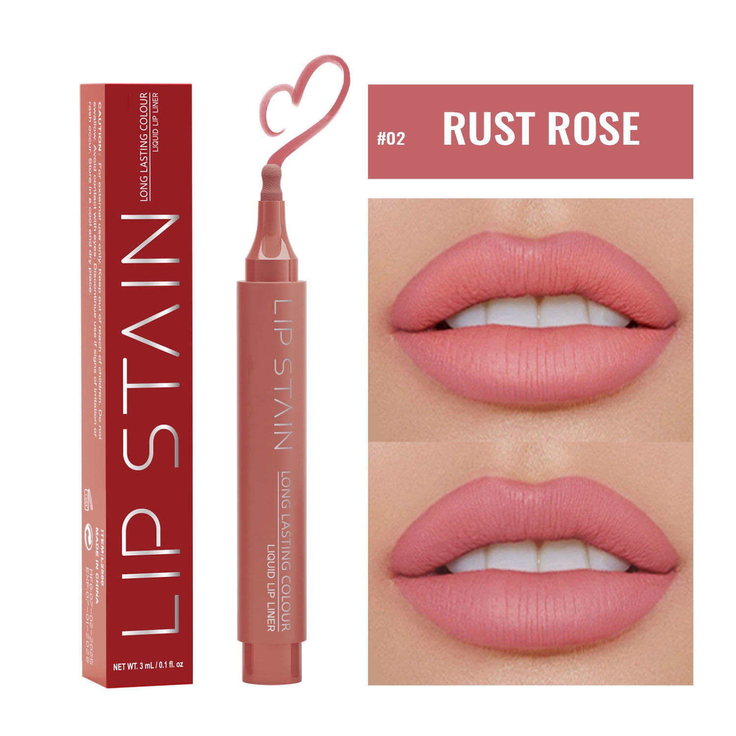 Lip Stain, Lip Liner, Matte Liquid Lipstick Pen 2-In-1 Long-Lasting ...
