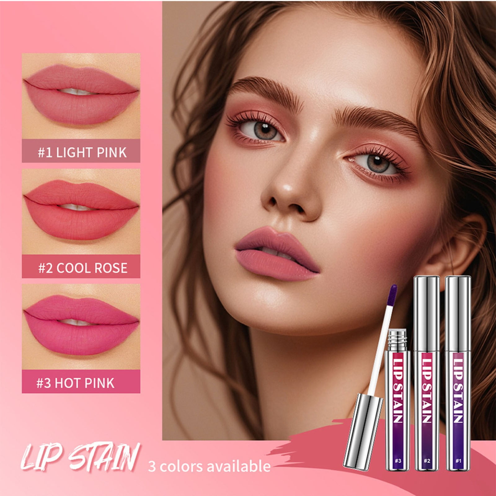 Lip Tint Stain Peel Off Set – 3 Colors Waterproof Lip Liner, Matte ...