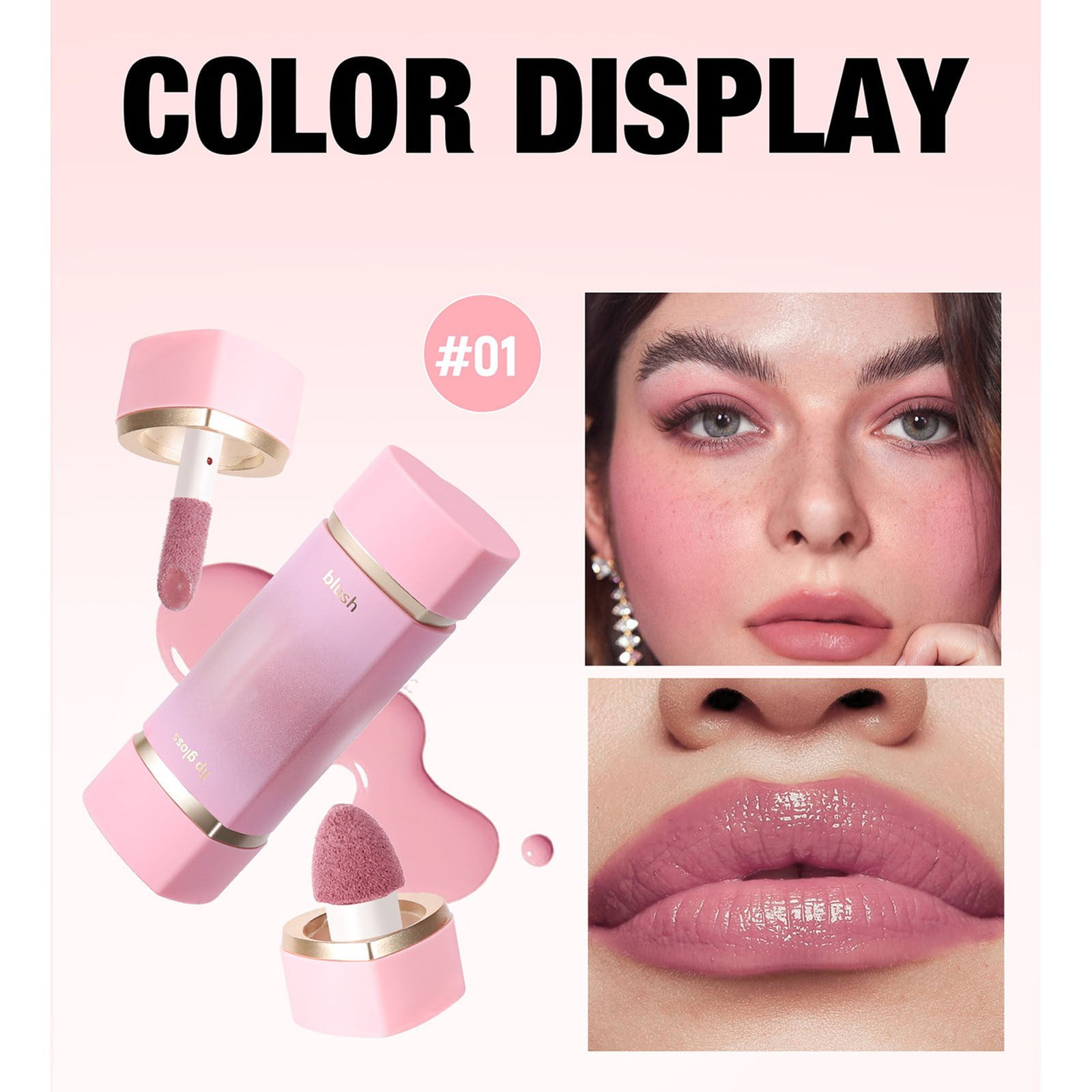 Lip and Cheek Blush, Liquid Powder Blush, Double-Ended Matte Blusher ...