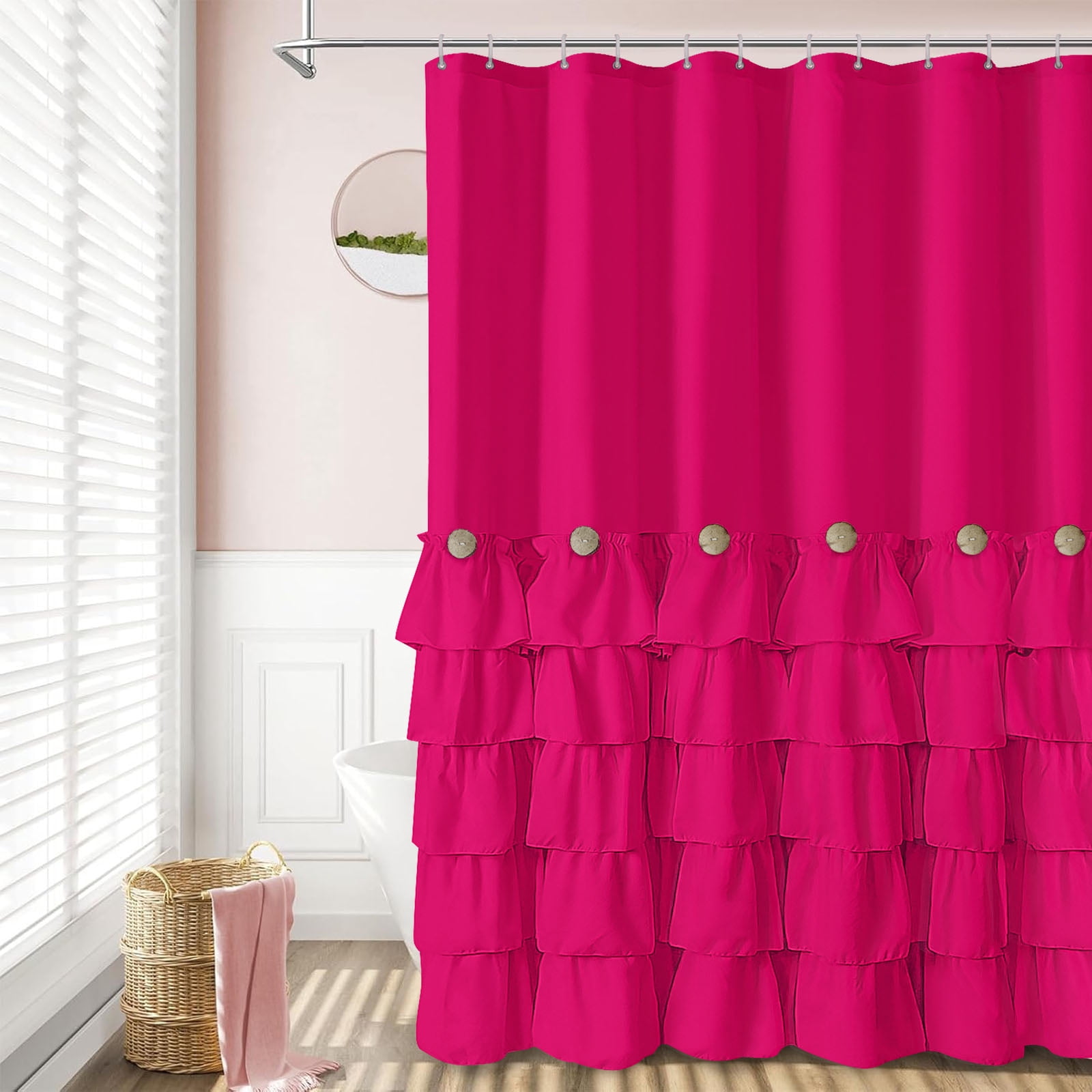 Lipa Farmhouse Ruffle Shower Curtain Shabby Chic Shower Curtain With 12