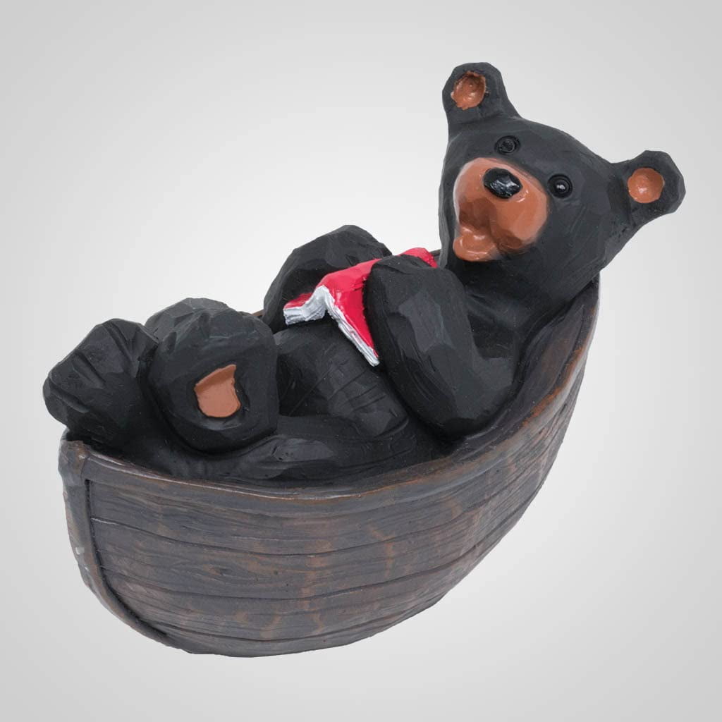 Lipco Bear Reading Book in Boat Figurine , 4.50-inch Length, Polystone ...