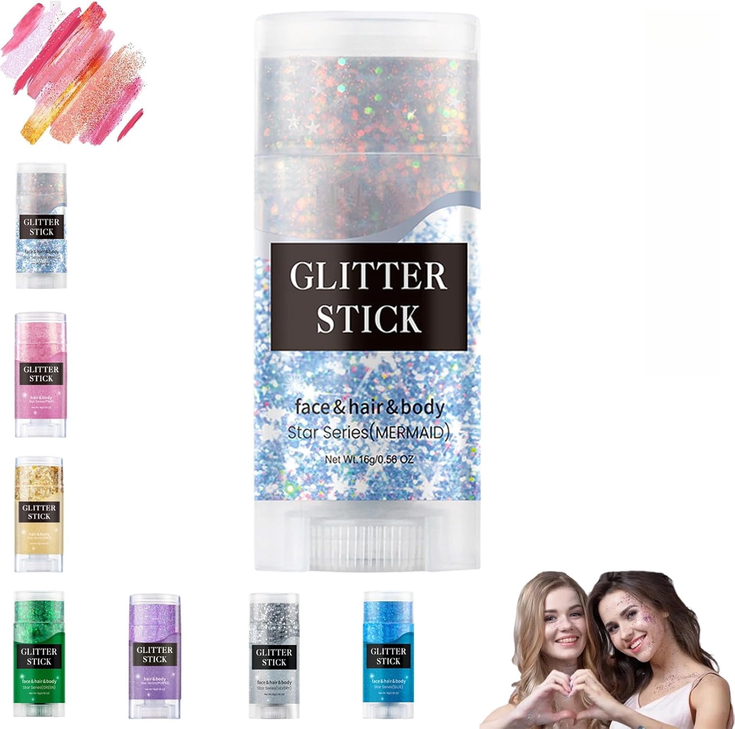 Liplaya Glitter Stick, 7 Colors Upgrade Glitter Stick for Face & Body ...