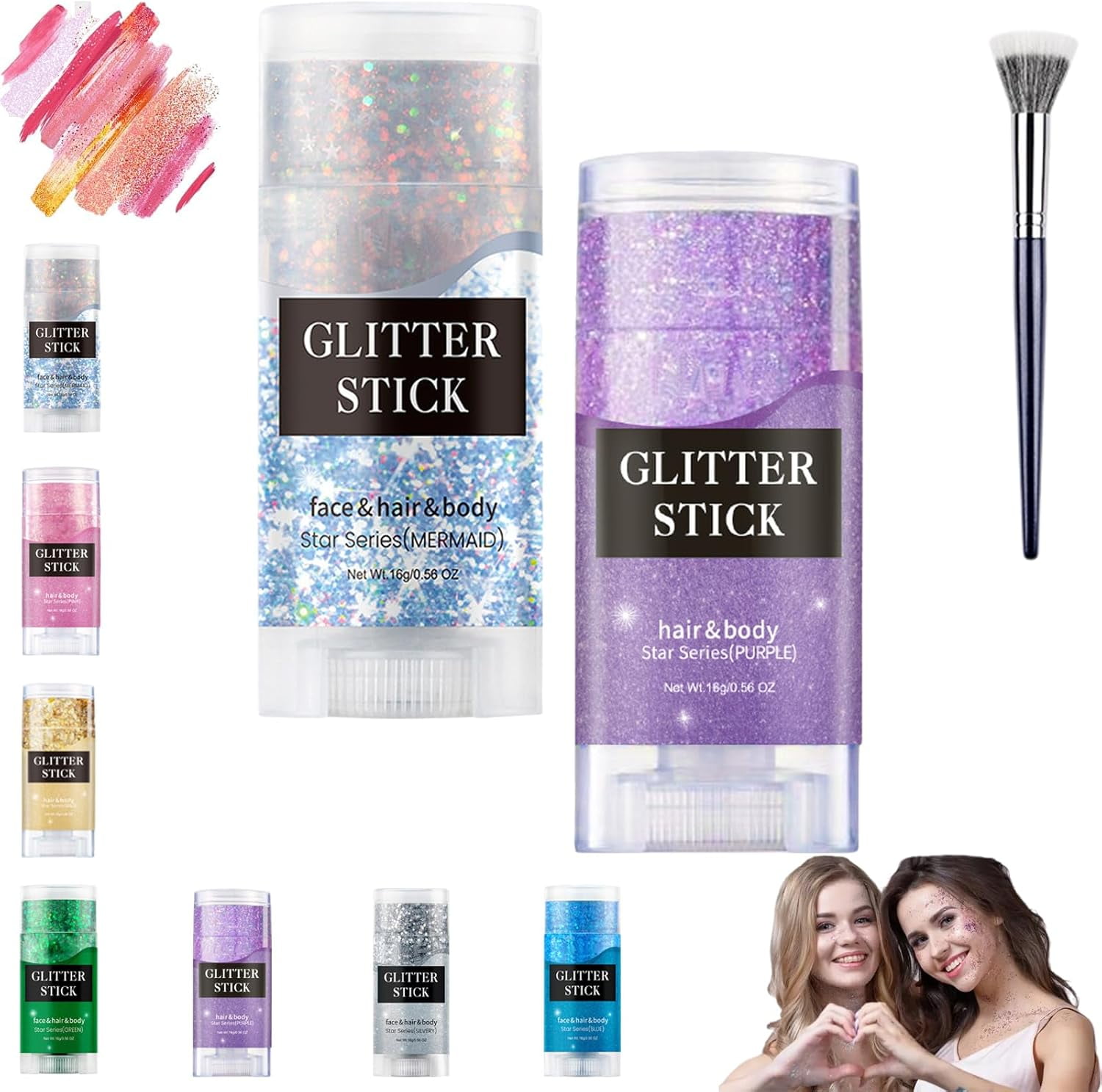 Liplaya Glitter Stick, 7 Colors Upgrade Glitter Stick For Face & Body ...