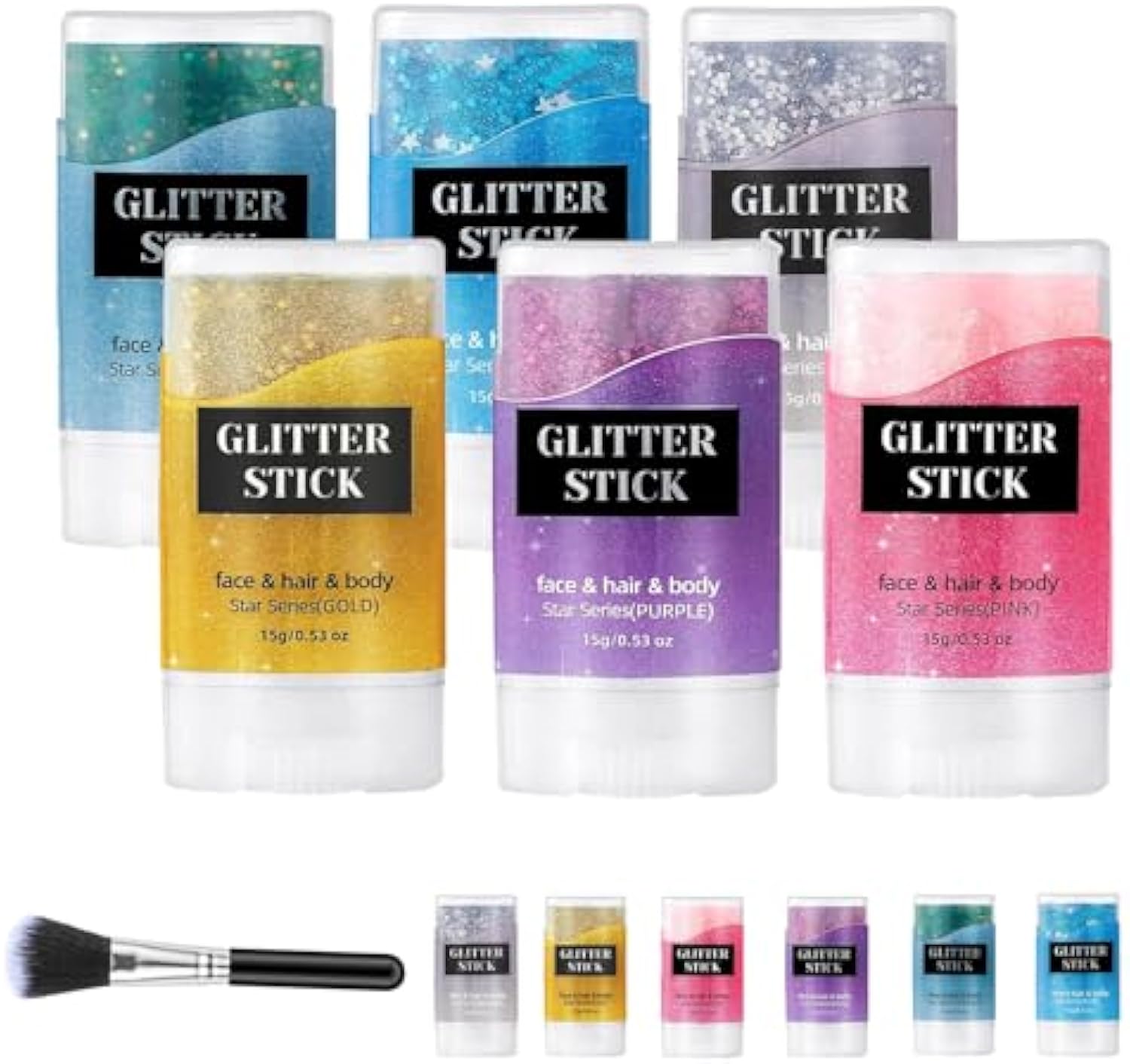 Liplaya Glitter Stick, Glitter Stick Hair and Body, Face Painting ...