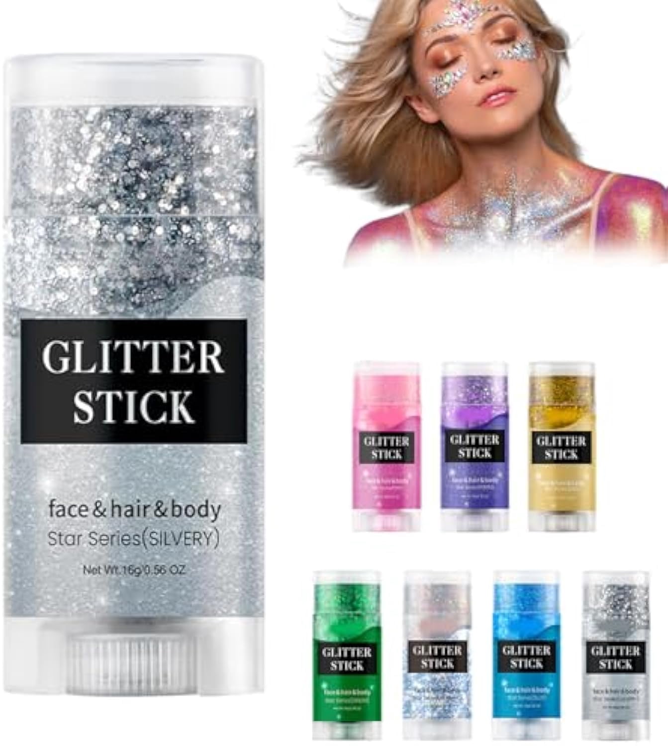 Liplaya Glitter Stick, Glitter Stick Hair and Body, Red White Blue ...